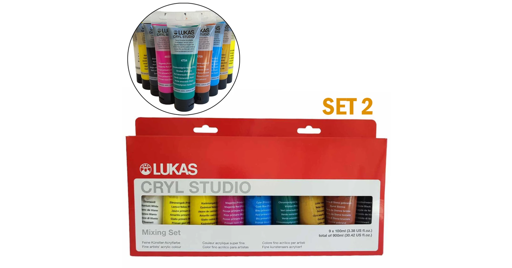 Lukas Cryl Studio akrilfesték készlet 9 × 100 ml set 2